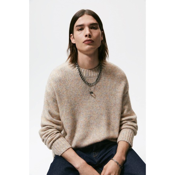 Zara | Sweaters | Zara Mens Chunky Knit Speckled Multicolor Sweater ...